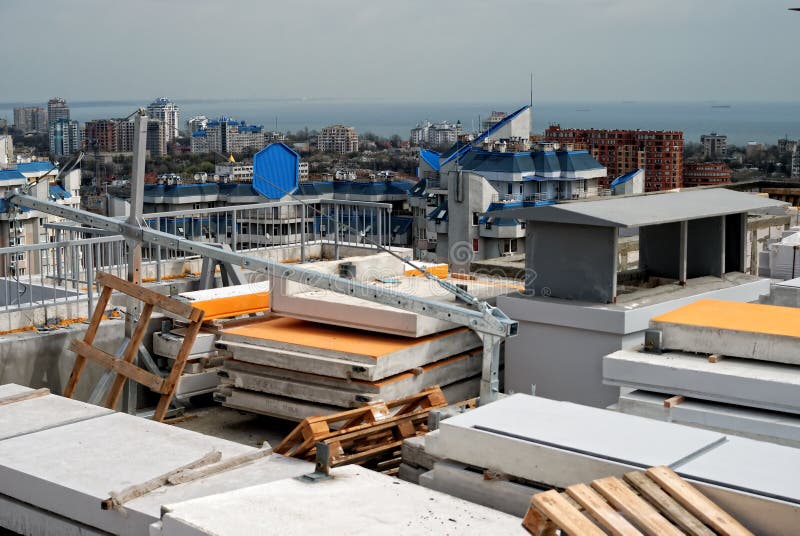 Construction Site on a High-rise Building with Concrete Slabs Stock ...