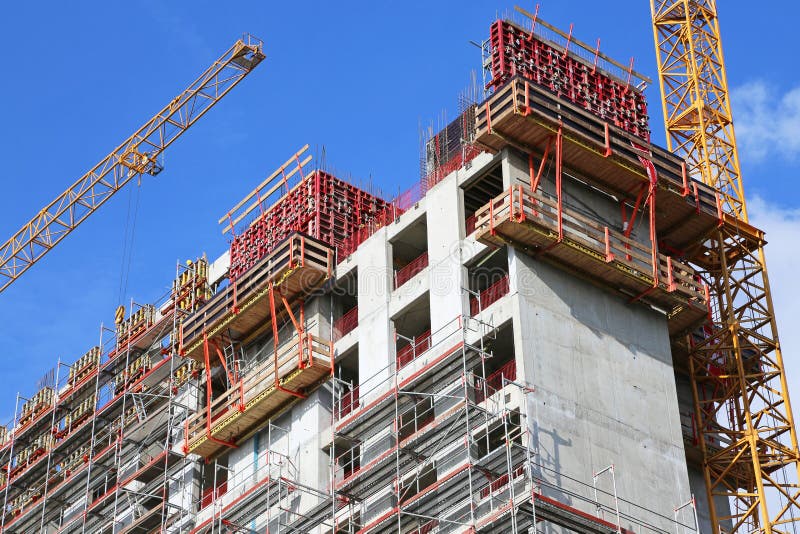 High_rise_site stock image. Image of boards, construction - 144658873
