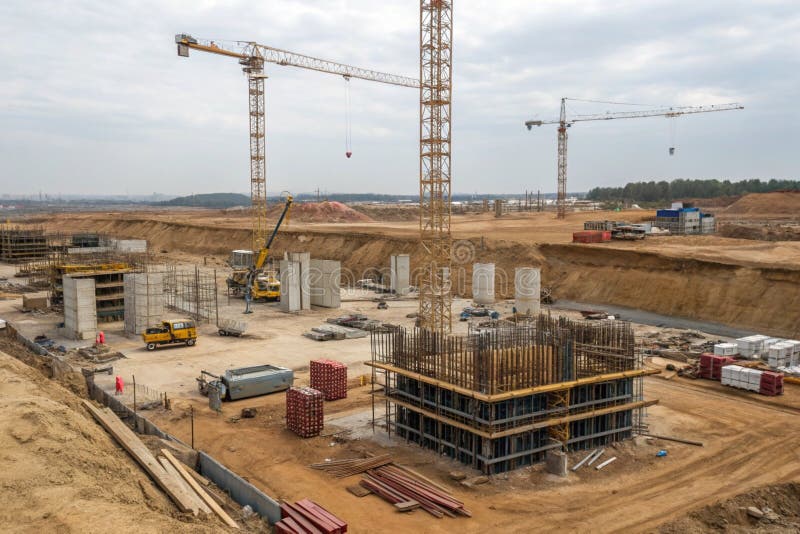 Construction Site for High-rise Buildings Stock Illustration ...