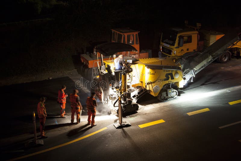 Construction Site Highway at Night - Long Exposure Editorial Image ...