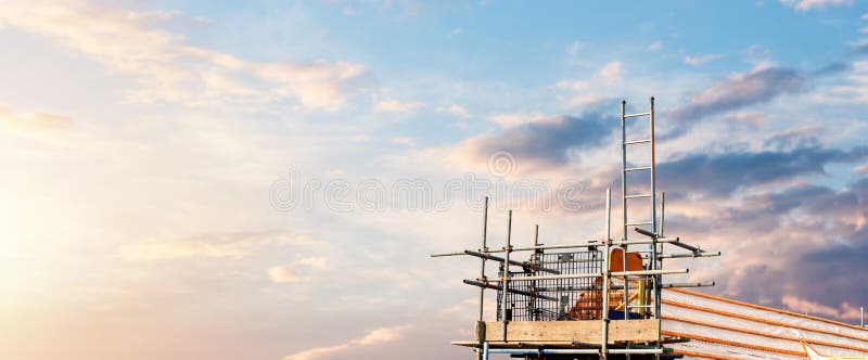 Construction Site with a House Being Built from Brick and Timber ...