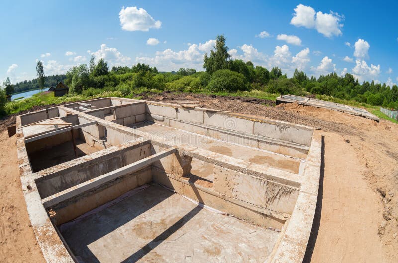 Construction Site and House Foundation in Preparation Pr Stock Photo ...