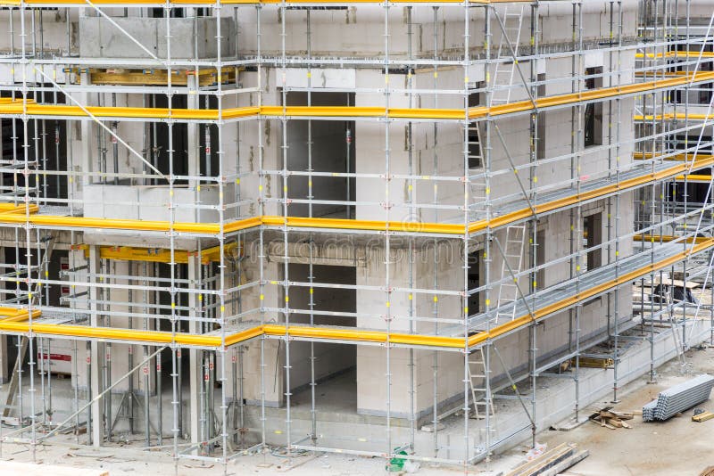 Construction Site of a Building with Scaffolding on the Outside Stock ...