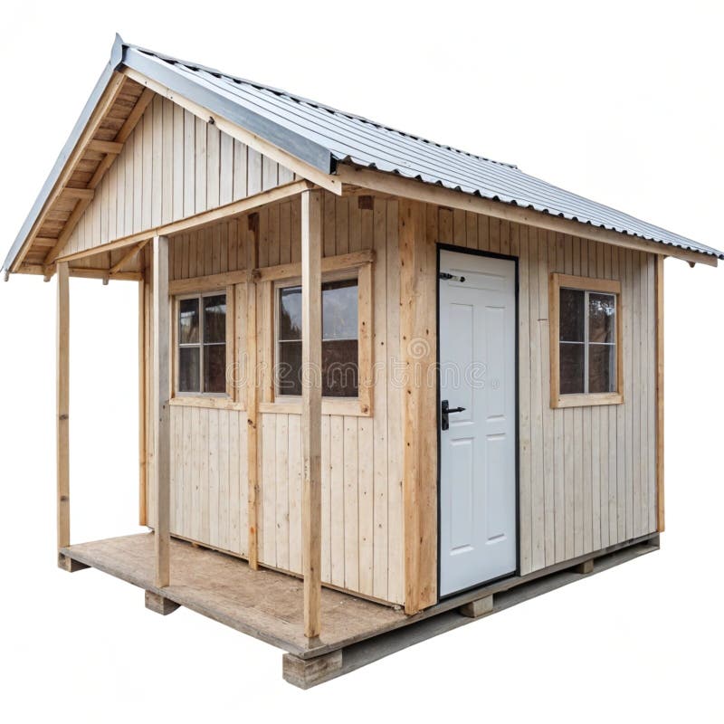 Construction Site Hut Isolated on White Background Stock Illustration ...