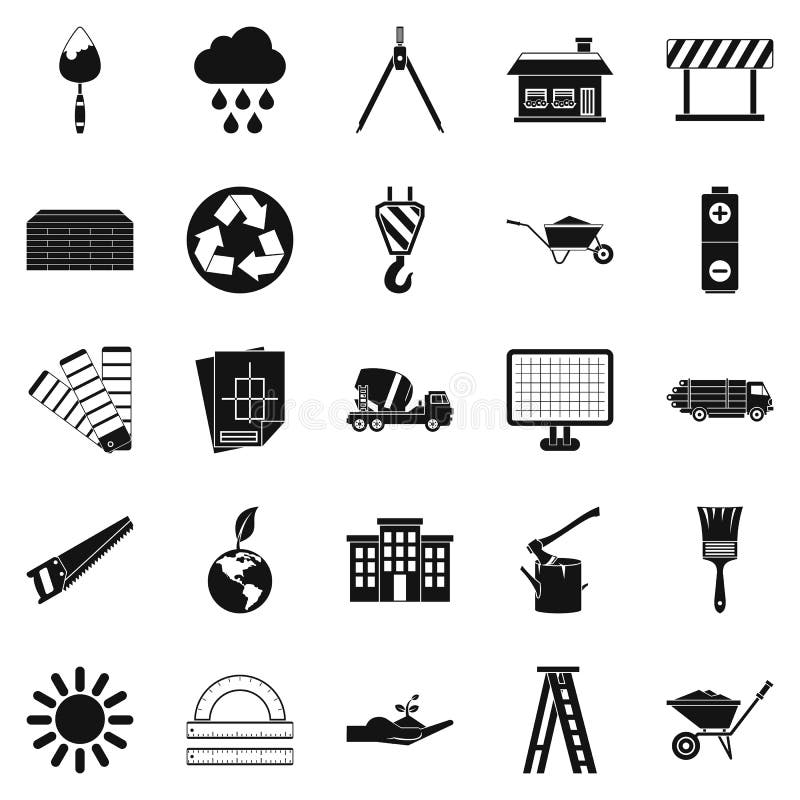 Construction Site Icons Set, Simple Style Stock Vector - Illustration ...