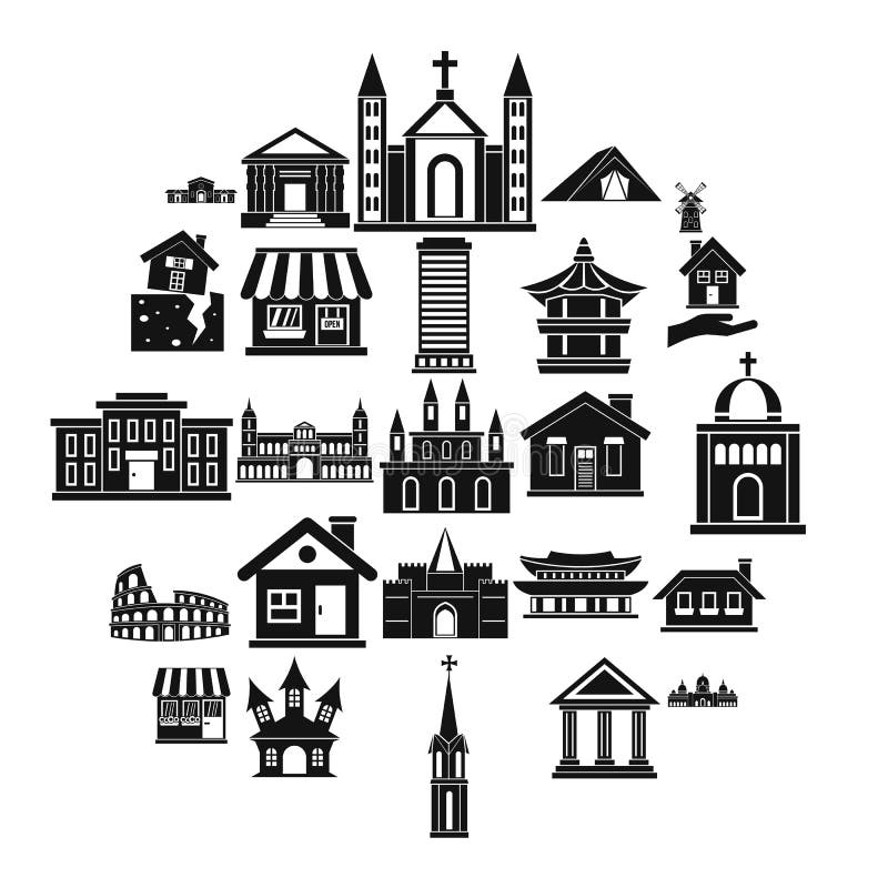 Construction Site Icons Set, Simple Style Stock Vector - Illustration ...