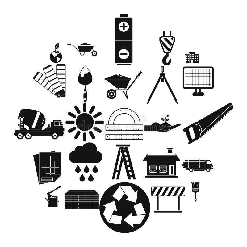 Construction Site Icons Set, Simple Style Stock Vector - Illustration ...