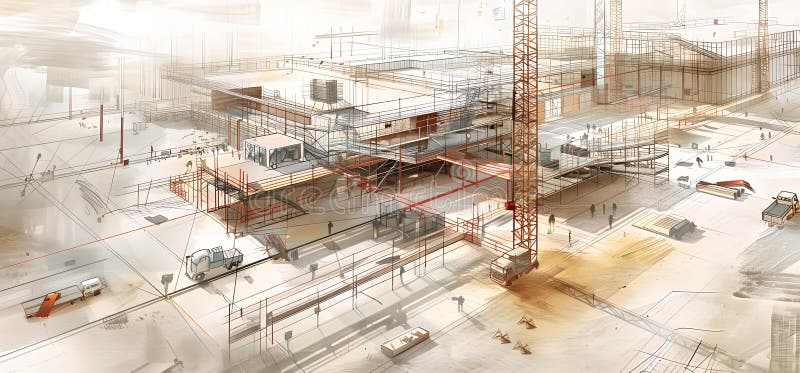 Construction Site Illustration Depicting Urban Development. Artistic ...