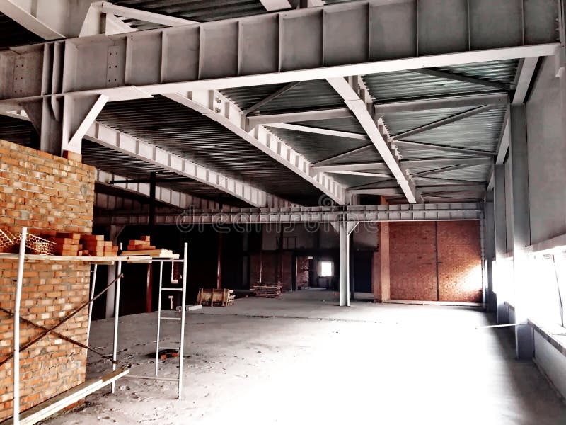 Construction Site of an Industrial Building Inside Stock Photo - Image ...