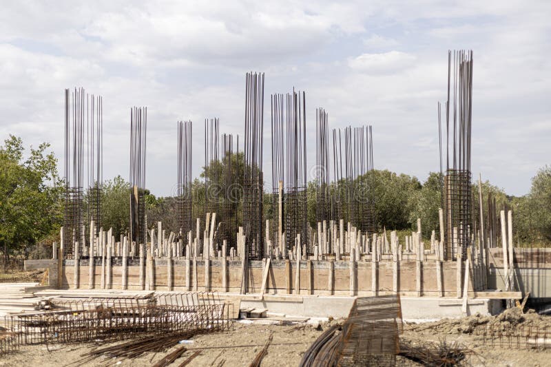 Installation of Iron Foundations for Concrete Structures Stock Photo ...