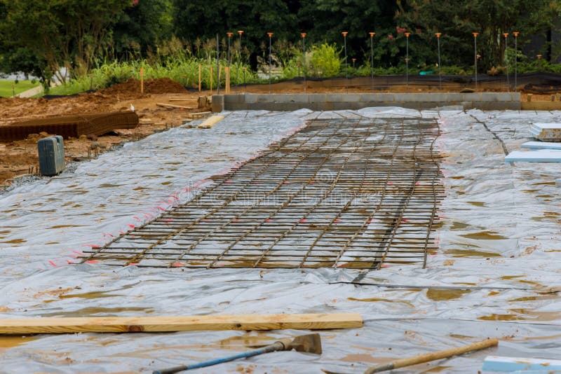 Construction Site of Installation Reinforcement Steel Bars To Concrete ...