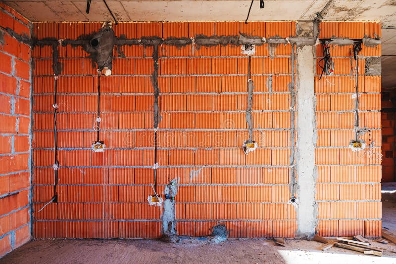 Construction Site, Kitchen Room during Building Process with Basic ...