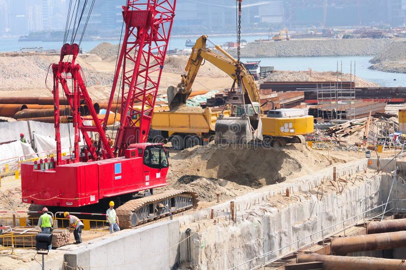 Construction Site and Land Reclamation Stock Image - Image of works ...