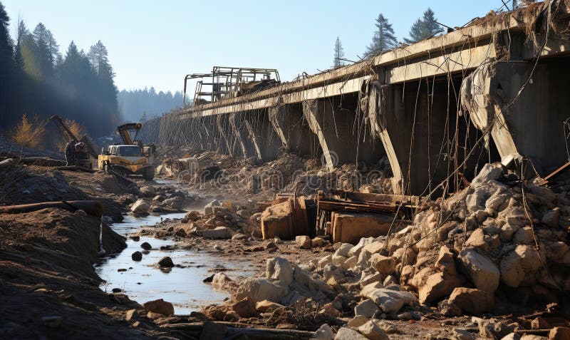 Construction Site with Large Pile of Rocks Stock Image - Image of gear ...
