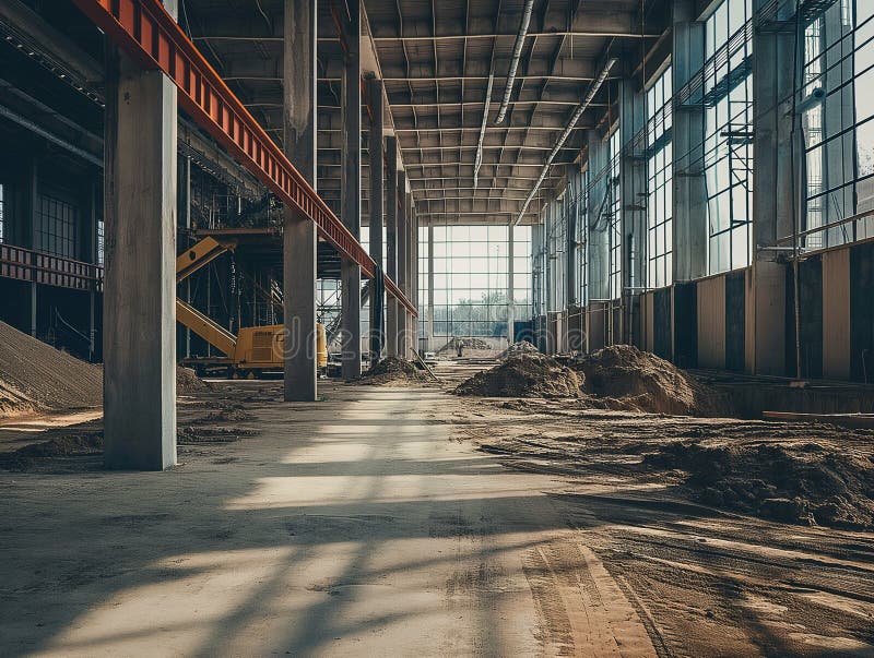 At the Construction Site of Large Warehouse, Storehouse Industrial ...
