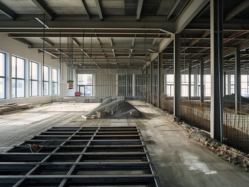 At the Construction Site of Large Warehouse, Storehouse Industrial ...