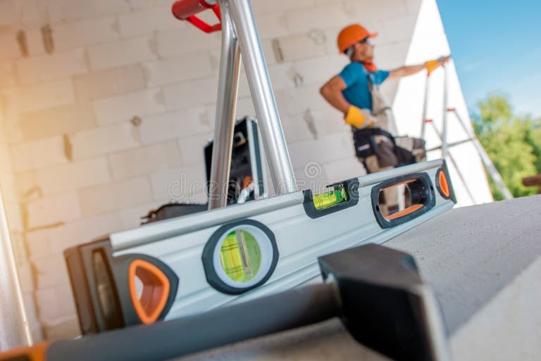 Construction Site Level Tool Stock Photo - Image of real, occupation ...