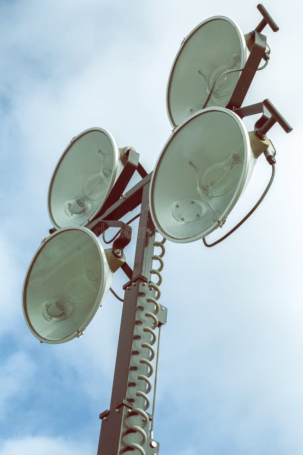 Construction Site Lighting Stand with Four Spotlights 4 Stock Photo ...