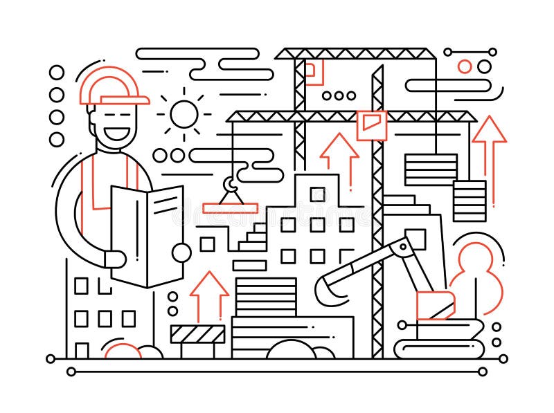 Architecture and Construction - Line Design Style Icons Set Stock ...