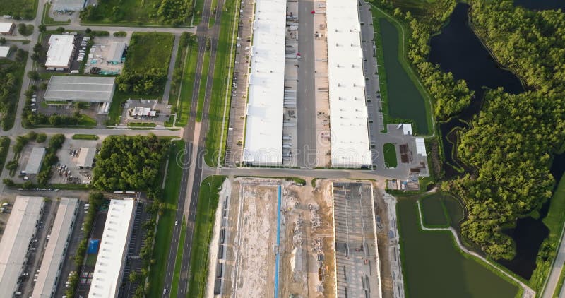 Construction Site of Logistic Center with Assembling of Concrete and ...