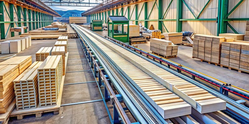 Construction Site Logistics Belt Conveyor System Moving Lumber Drywall ...