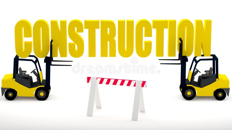 Construction Site Logo with Forklifts and a Construction Barrier that ...