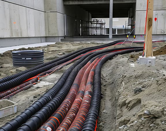 A Construction Site with a Lot of Pipes Stock Image - Image of ...