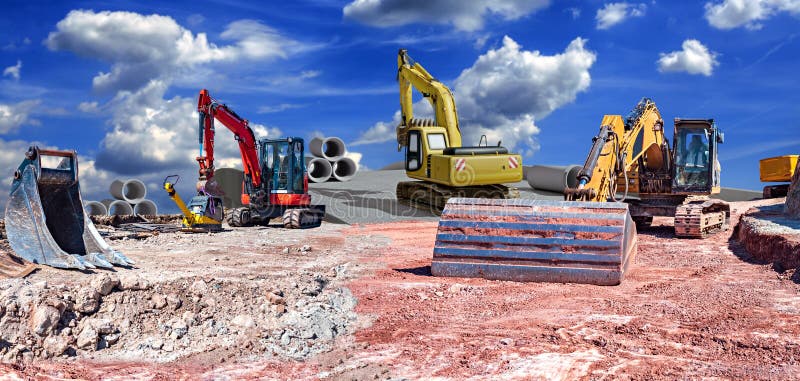 Construction site stock image. Image of lane, machinery - 216247915