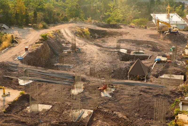 The Construction Site Made Columns To Cast Foundations of Concrete ...