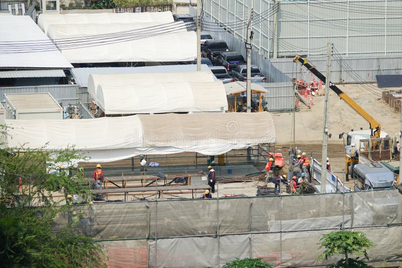 Construction Site with Manpower Working , Industry Concept Editorial ...