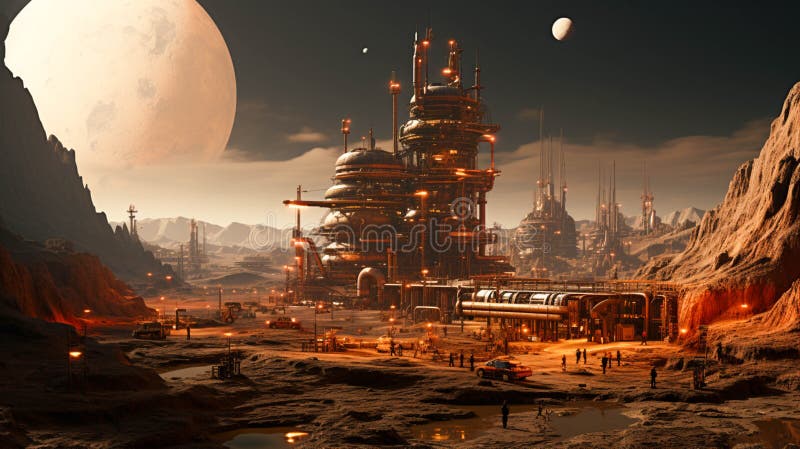 Construction Site on Mars Planet Surface Stock Image - Image of science ...