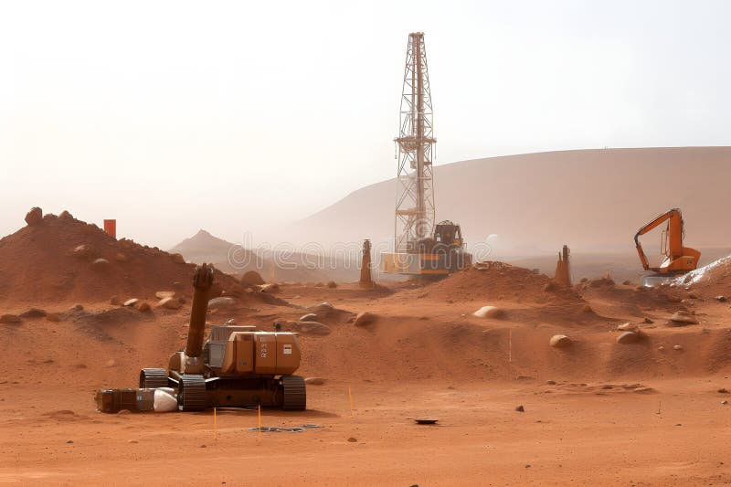 Construction Site on Mars Planet Surface, Neural Network Generated ...