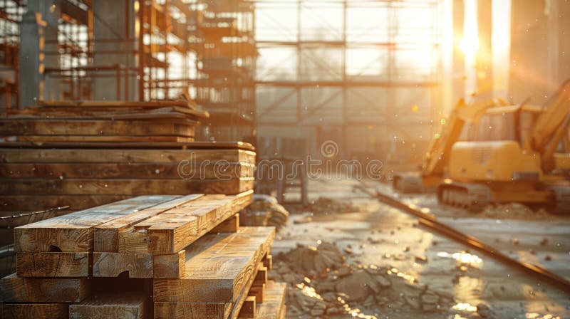 Construction Site with Materials. Long Angle View ,Construction Site ...