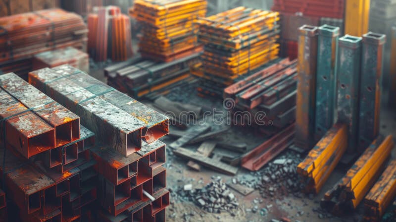 Construction Site with Materials. Long Angle View ,Construction Site ...