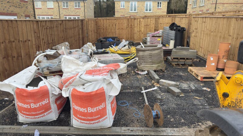 Construction Site Scattered Materials Residential Buildings Stock ...