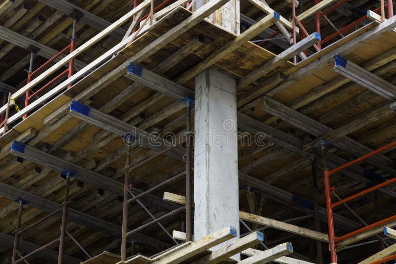 Construction Site Metal Beam Structure Concrete Support Frame Stock ...
