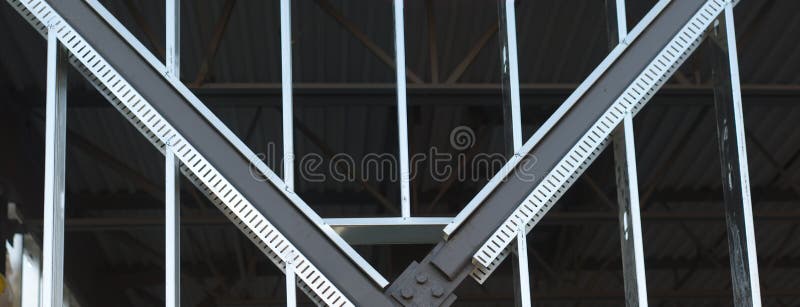 Construction Site Metal Beam Structure Stock Image - Image of beams ...