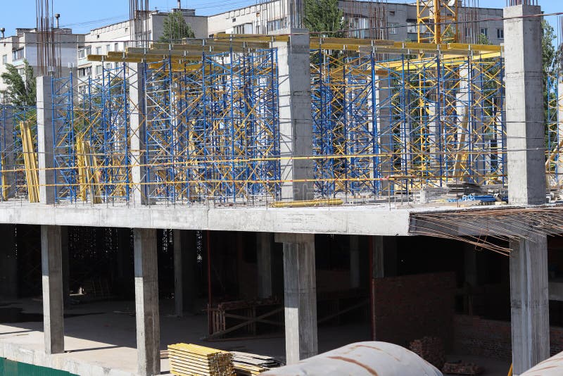 Construction Site with Metal Structures. Copy Space - Concept of ...