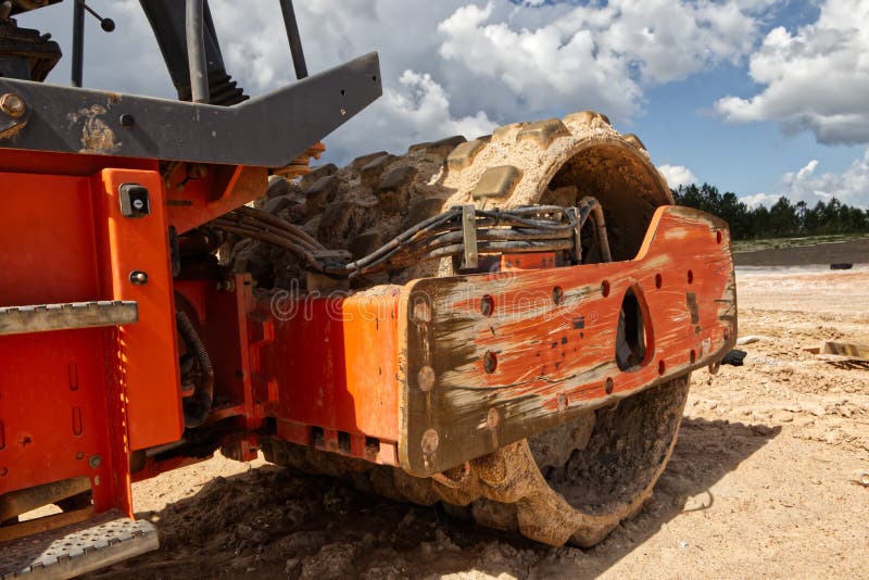 Construction Site Metal Wheel Roller Back Corner View Editorial Stock ...