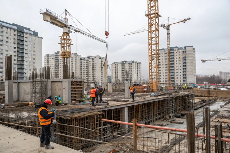 Construction Site of Modern Apartment House Stock Illustration ...