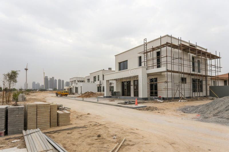 Construction Site of Modern House in Dubai, UAE Stock Illustration ...