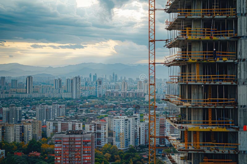 Construction Site of a Modern Multi-storey Building in the City Stock ...