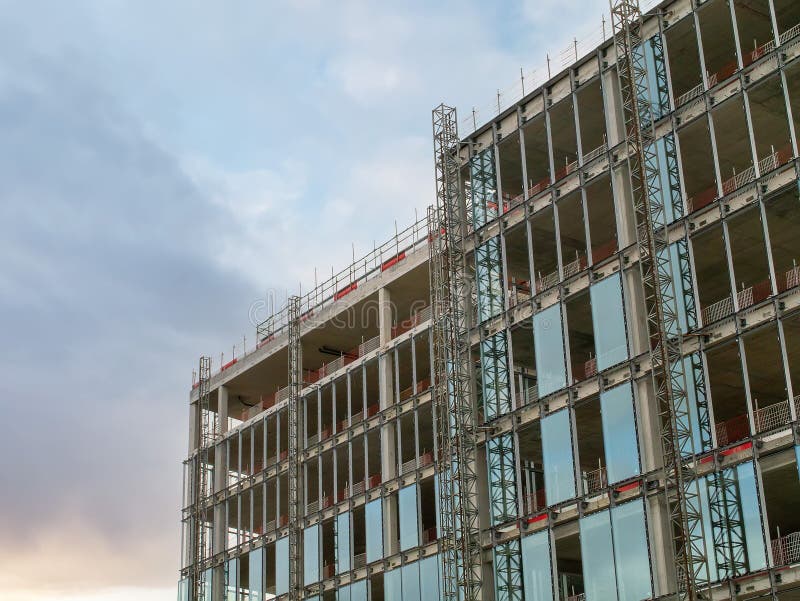 Construction Site of Modern Office and Residential Building. Concrete ...