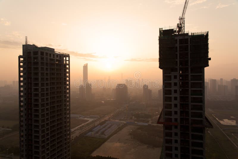 Construction site stock image. Image of worksite, crane - 33099315