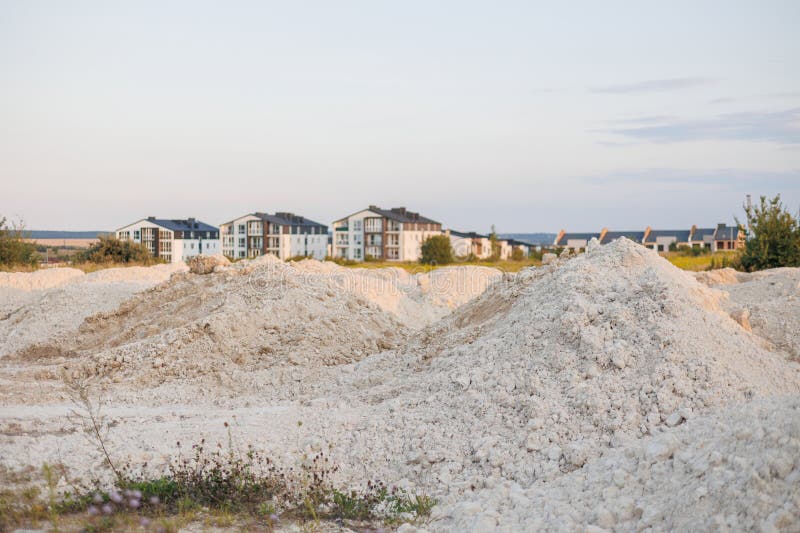 Construction Site with Mound of Sand and Soil. Preparation for Building ...