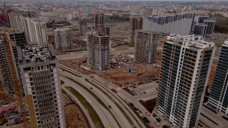 Construction Site with Multi-storey Buildings Under Construction ...