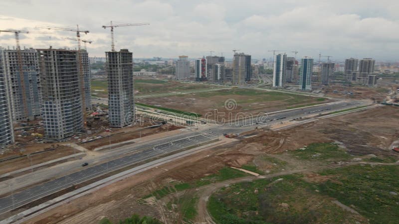 Modern Urban Development. Construction Site with Multi-storey Buildings ...