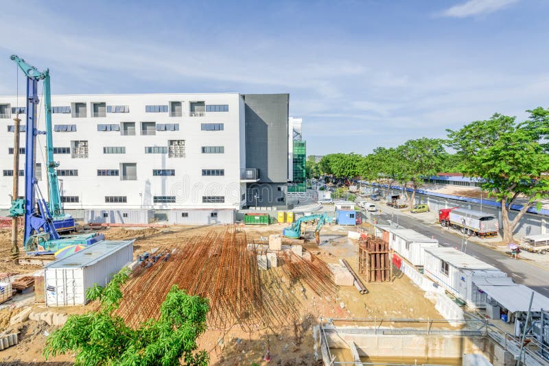 Construction Site with Foundation, Ground Works in Progress at E ...