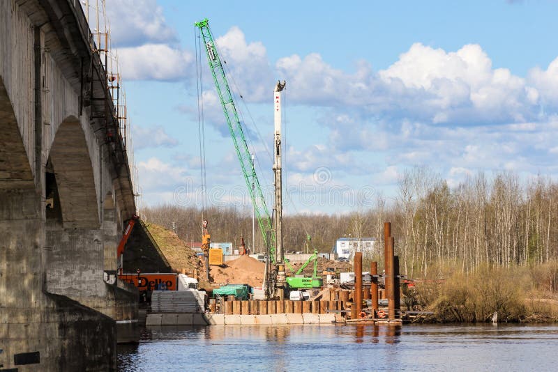 Construction Site Near the Old Bridge Editorial Stock Photo - Image of ...