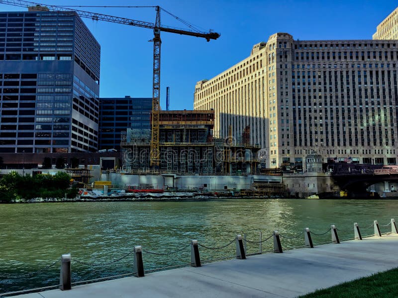 Construction Site of New Building Along the Chicago River in the ...